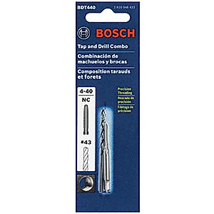 BOSCH BDT440 4-40 Plug Tap and No. 43 Drill Bit Combo Set