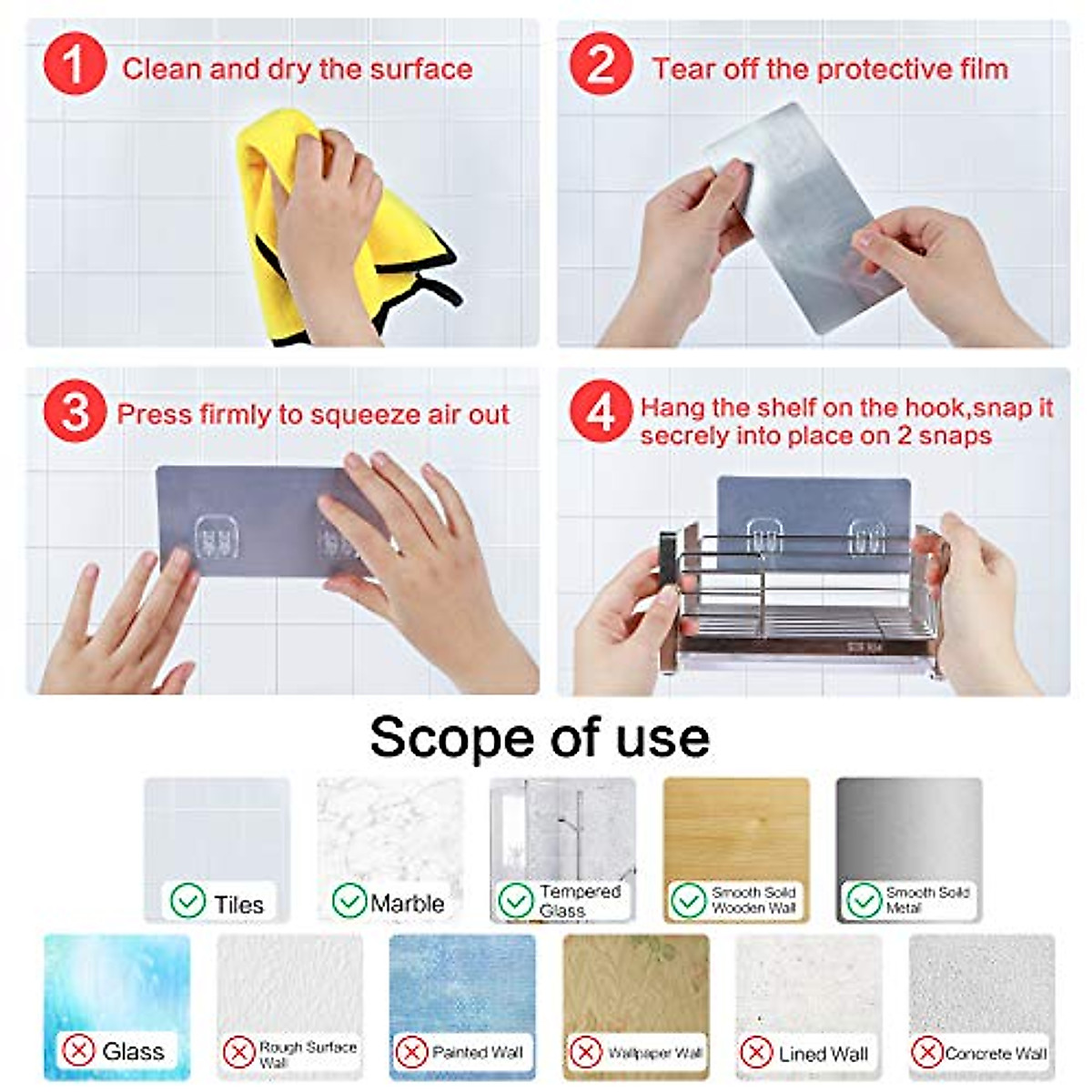 OTONIS Sponge Holder For Kitchen Sink Tray Organizer Adhesive Soap Holder, Dish Suction Cup Sponge Holder, Adhesive or Free Standing, SUS304 Stainless Steel, Silver