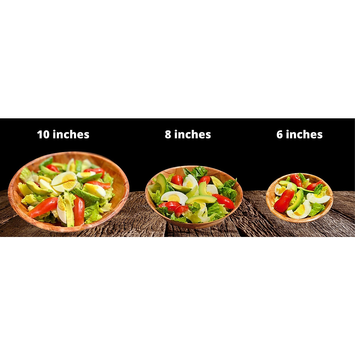 United Brands USA Wood Wooden Salad Bowl Set 6 (8 inches)