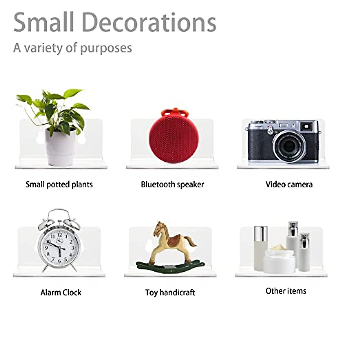 Acrylic Small Adhesive Wall Shelves,Mini Floating Shelves,Acrylic Display Shelves,Ledges for Pop Figures,Plant,Picture Photo Modern Wall for Bedroom Decor Living Room Wall Mounted - Clear
