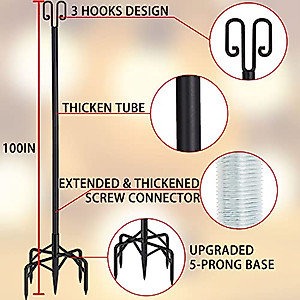 TIILONGVA Outdoor String Light Poles 2 Pack, 100 Inch Light Poles for Outside String Lights, Backyard Steel Patio Light Poles for Garden, Patio, Wedding, Party, Birthday Decorations (Black, 2)