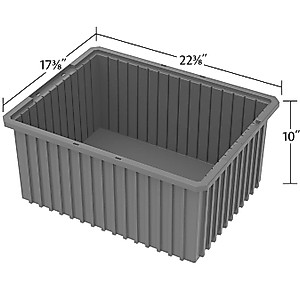 Akro-Mils 33220 Akro-Grid Plastic Slotted Dividable Modu Box Stackable Grid Storage Tote Container, (22-3 8-Inch L x 17-3 8-Inch W x 10-Inch H), (2 Pack), Blue