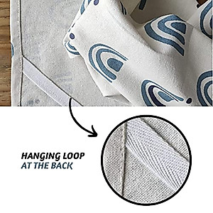 Folkulture Cotton Kitchen Towels and Dishcloths Set with Hanging Loop, Set of 3 Flour Sack Dish Towels and Dish Cloths for Drying Dishes, Highly Absorbent Decorative Tea Towels, 20 x 26 Inches, Mystic