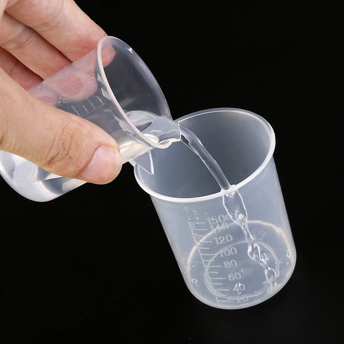 ULTNICE Plastic Beaker Measuring Cup Labs Plastic Graduated Beakers 50ml 150ml 250ml 500ml -Pack of 4