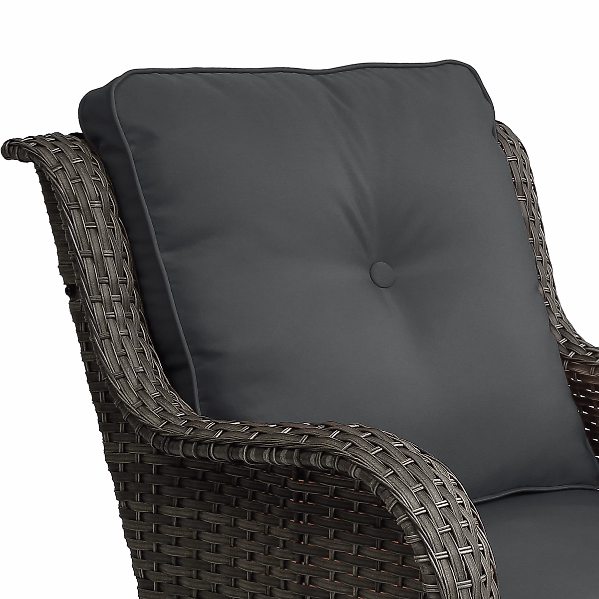 UIXE 3 Pieces Outdoor Swivel Rocking Chairs Patio Furniture Sets, PE Wicker Patio Swivel Rocker Chair Glider Bistro Set with Side Table & Thick Cushions for Porch, Pool, Deck, Garden - Dark Gray