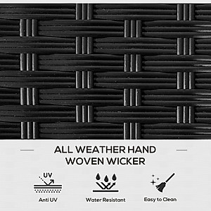 Outsunny Outdoor Deck Box and Shoe Storage, PE Rattan Wicker Towel Rack with Liner for Indoor, Outdoor, Patio Furniture Cushions, Pool, Toys, Garden Tools, Black