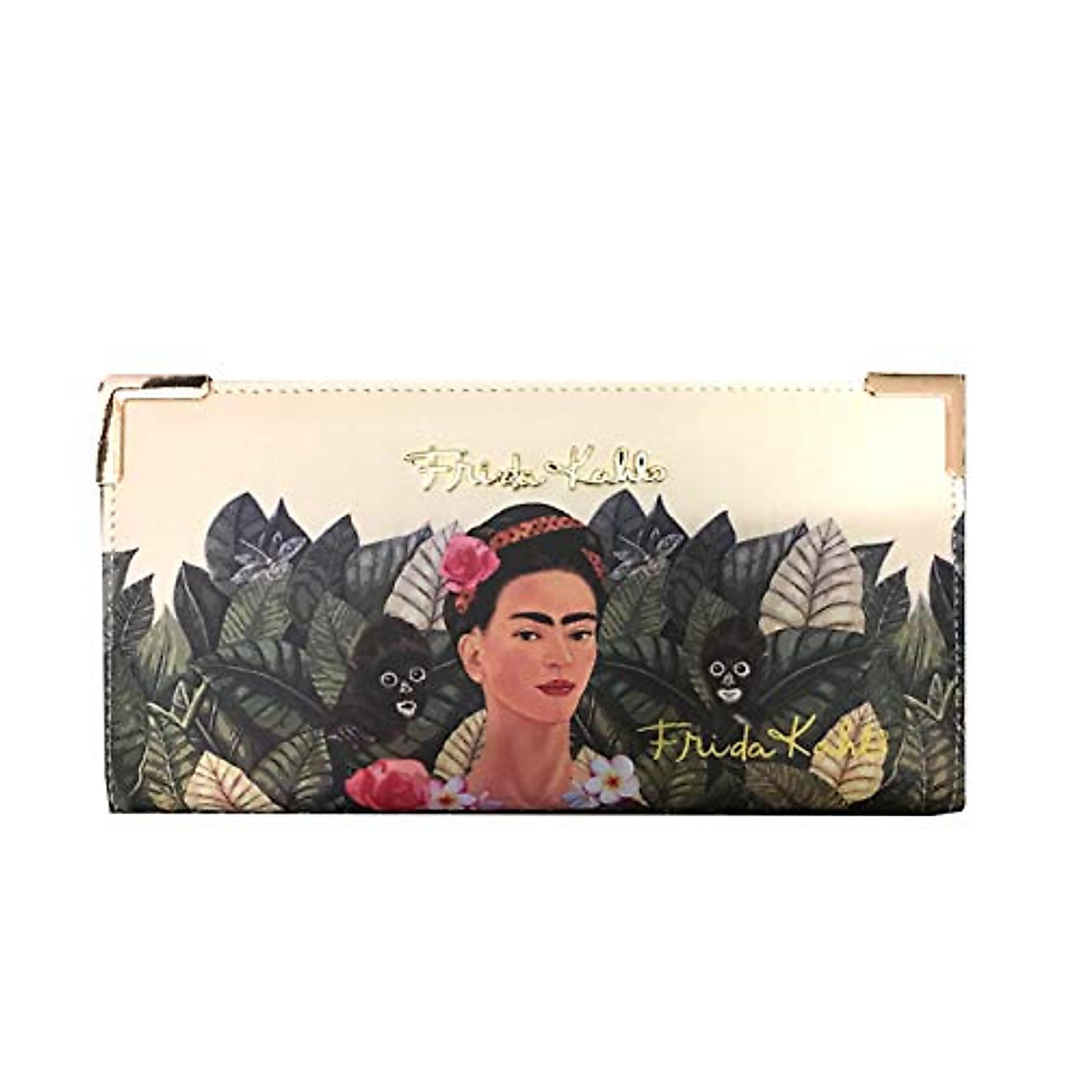 Frida Kahlo Jungle Collection Licensed Clutch with Long Strap (Black)