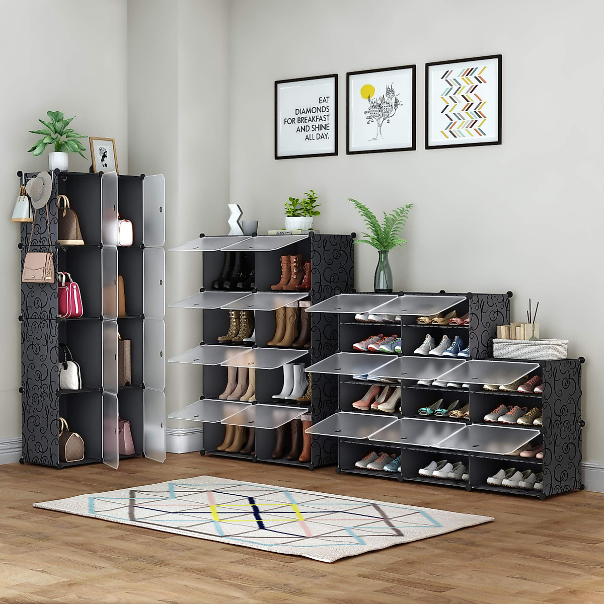 HOMIDEC Shoe Rack, 8 Tier Shoe Storage Cabinet 32 Pair Plastic Shoe Shelves Organizer for Closet Hallway Bedroom Entryway