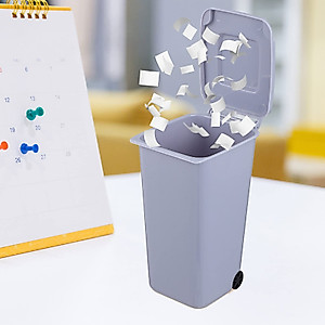 GANAZONO 4 Pcs Plastic Mini Trash Can, Black, Blue, Desktop Rubbish Truck, Clamshell