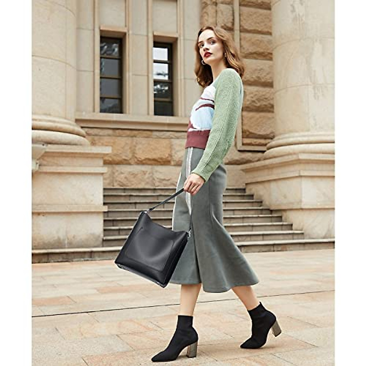 BROMEN Hobo Bags for Women Designer Shoulder Bucket Black and Women Wallets Black Bundle