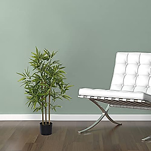 SOFTFLAME 3ft Bamboo Artificial Tree, Faux Bamboo Plant, Artificial Plant with 3 Trunks, Ideal for Home Office Indoor Decoration