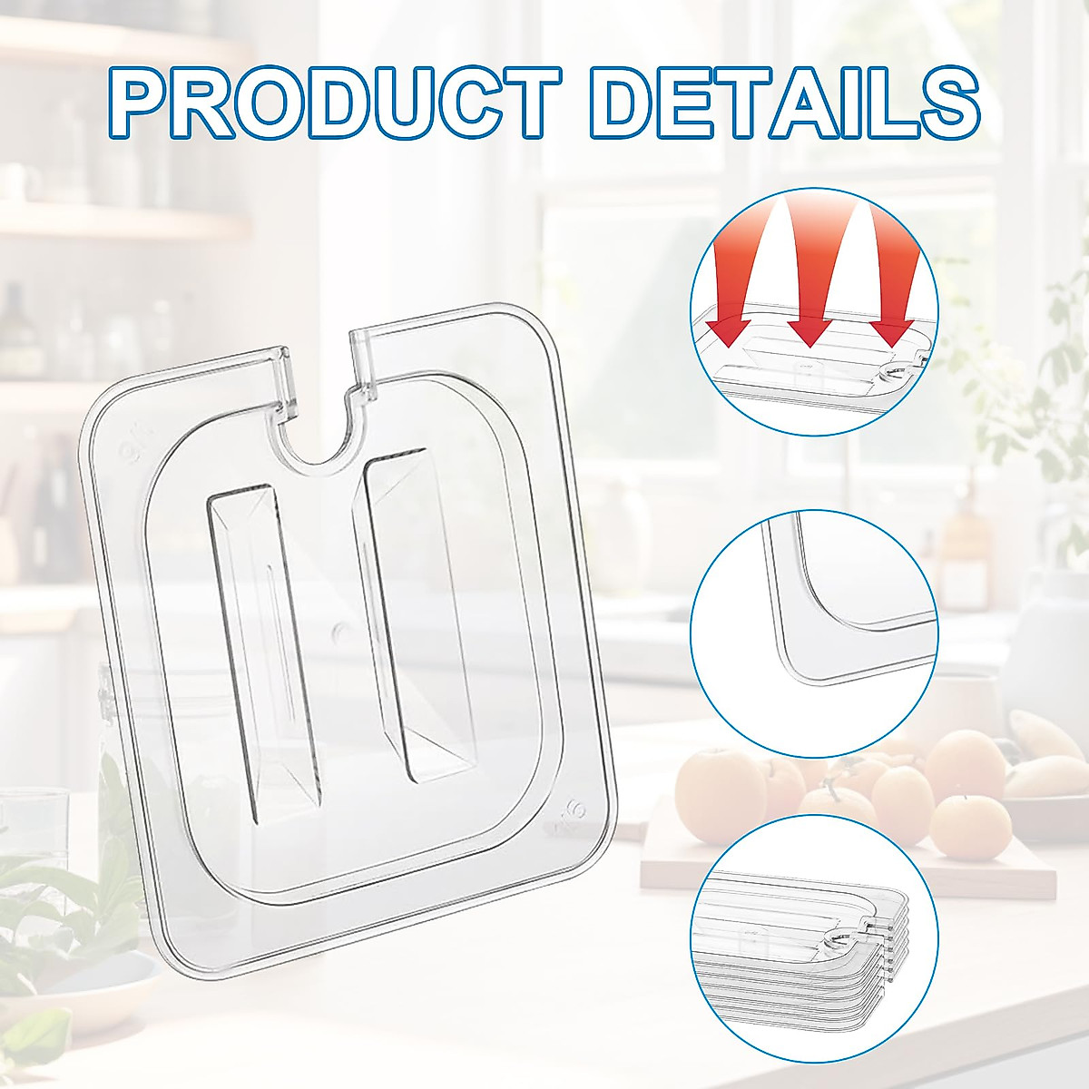 Voittozege 12 Pcs Clear Plastic Table Pan Lid, 1/6 Size Polycarbonate Food Pan Lids with Handle Food Pan Lids polycarbonate lids for Restaurant Commercial Food Container Storage