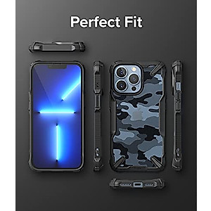 Ringke Fusion-X Compatible with iPhone 13 Pro Max Case, Camouflage Design Hard Back Heavy Duty Shockproof Advanced Protective TPU Bumper Phone Cover - Camo Black