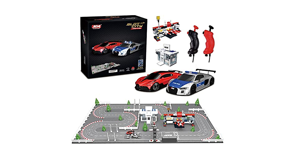 AGM MASTECH Mini Deluxe Slot Car Race Set at 1:87 Scale