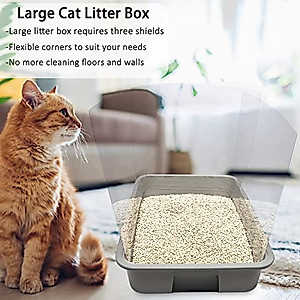 3Pcs Cat Litter Box Pee Shields,Transparent Easy Clean Litter Box Splash Guard for Open Top Litter Pan 14.5×11.5in- Litter Box Not Included