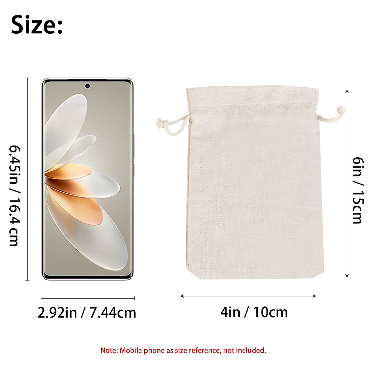 GWZiehory 60 Pieces Cotton Drawstring Bags, Reusable Muslin Bag (4 by 6 inch) for Storage, Teas, Candy, Spices, Soaps, Jewelry, Gifts, Wedding Party Favors and DIY Craft Home Decor