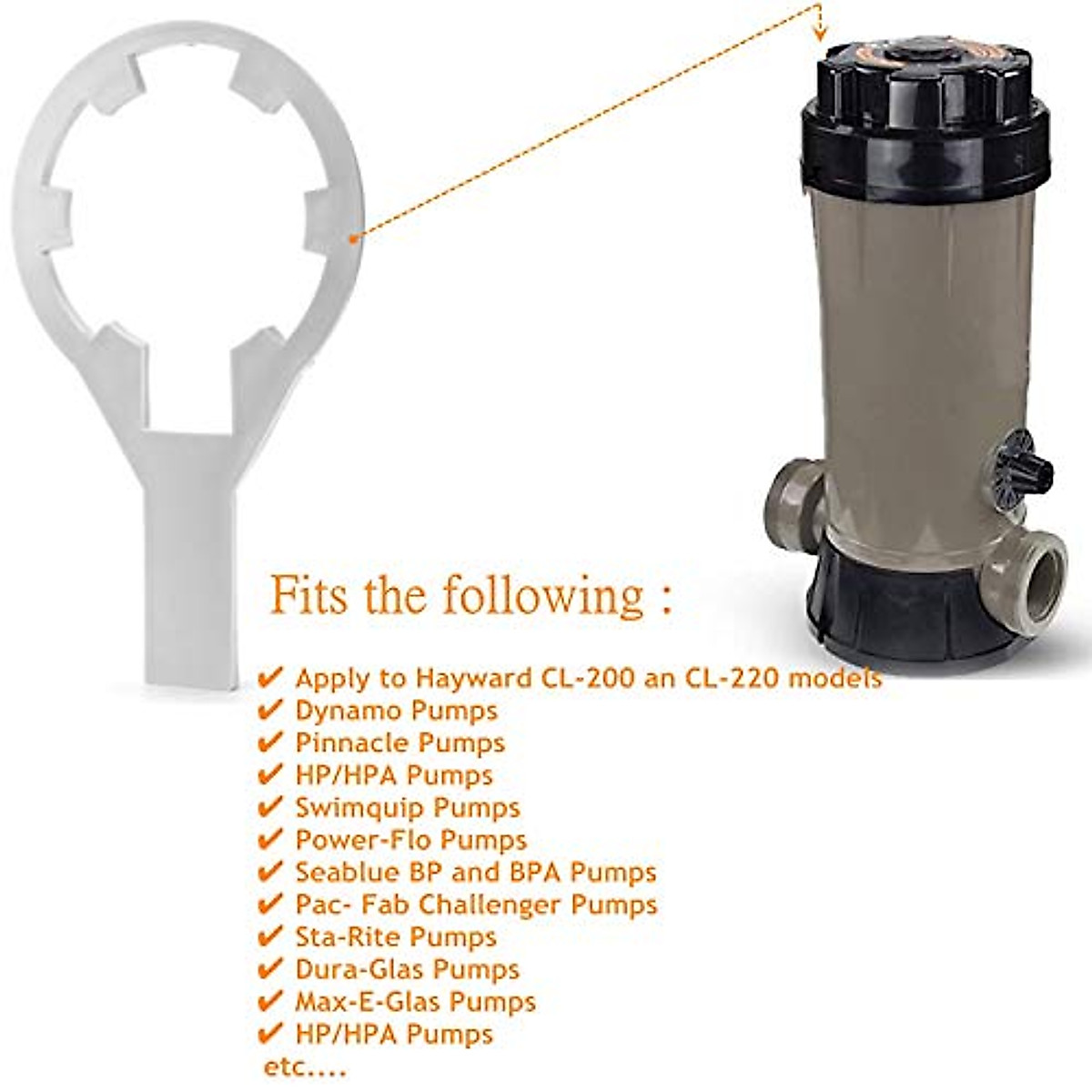 Chlorinator Lid Wrench Opener for Hayward Like CL200 CL220 & CL2002S Pool Pump lid Wrench A Must-Have Tool Replacing Chlorinator O-Ring