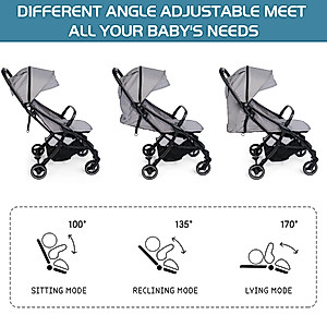 COLOR TREE Lightweight Baby Stroller Compact Toddler Travel Stroller for Airplane Compact Stroller for Infants All-Terrain with Adjustable Canopy and Reclining Seat One-Hand Gravity Fold