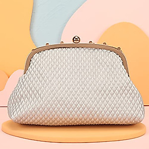 Fawziya Crystal Small Handbag For Women Floral Quilted Clutch-Silver