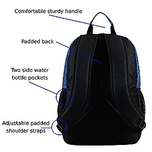 FUEL Large Multipocket Unisex Backpack with Water Resistant Bottom for Class, Travel, and Outdoors - Blue Marble