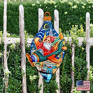 Air Plainer Santa Christmas Wooden Ornaments Set of 2 by G. DeBrekht 8116 - Designocracy