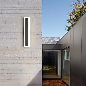 LamQee Long Outdoor Wall Lights Modern Exterior Lighting Fixtures for House, LED Linear Outdoor Wall Sconces Lighting for Porch Patio Garage Door Yard Indoor, Waterproof 3000K, 15.8 Inch