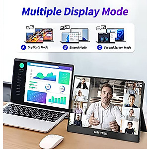 Portable Monitor 15.6inch 1080P FHD Laptop Monitor USB C HDMI Computer Display IPS Gaming Monitor w/Smart Cover & Screen Protector, Speakers, External Monitor for Laptop Phone PC Mac Xbox PS4 Switch