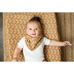 lulujo Soft Cotton Baby Bib, 2 Pack, Mudcloth/Black Birds