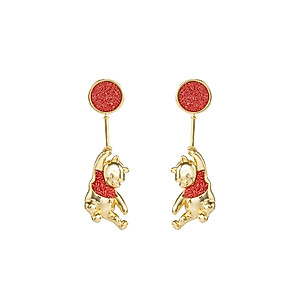 Disney Winnie the Pooh Womens Flash Plated Earrings - Drop Earrings for Women - Winnie the Pooh Earrings - Disney Jewelry