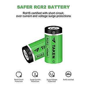 Taken CR2 Rechargeable Batteries with Charger, 3.7V 450mAh CR2 Battery, 8 Pack RCR2 Battery with 4-Ports Charger (Not for Arlo Batteries)