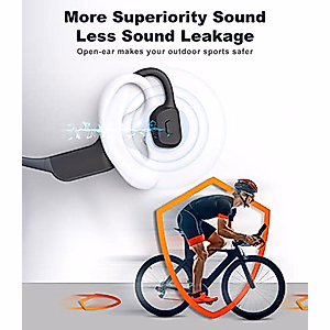 LAKKA Bone Conduction Headphones, Open-Ear Headphones Bluetooth 5.3 Sport Headset with Mic, IPX5 Waterproof Sweatproof Lightweight Wireless Earphone for Running Cycling Driving Workouts, with Earplugs