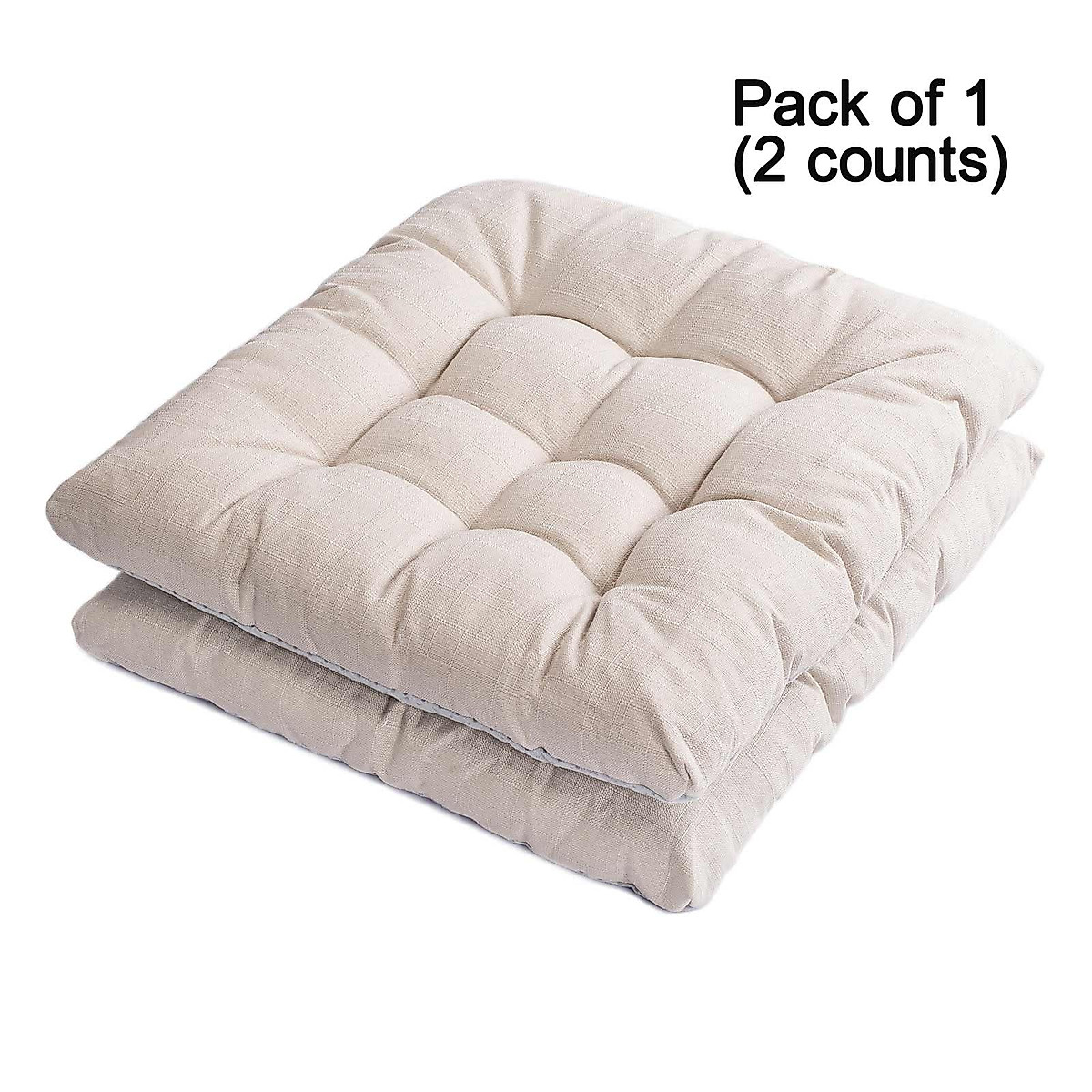 SEKUMDAN Outdoor Indoor Chair Cushions 20" x 20" Seat Patio Cushion Premium Comfortable Thick Fiber Fill Tufted Floor Wicker Seat Pads, Set of 2 (2 Count (Pack of 1), Cream)