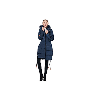 Orolay Women's Thickened Winter Down Coat Drawstring Hooded Puffer Jacket Navy L