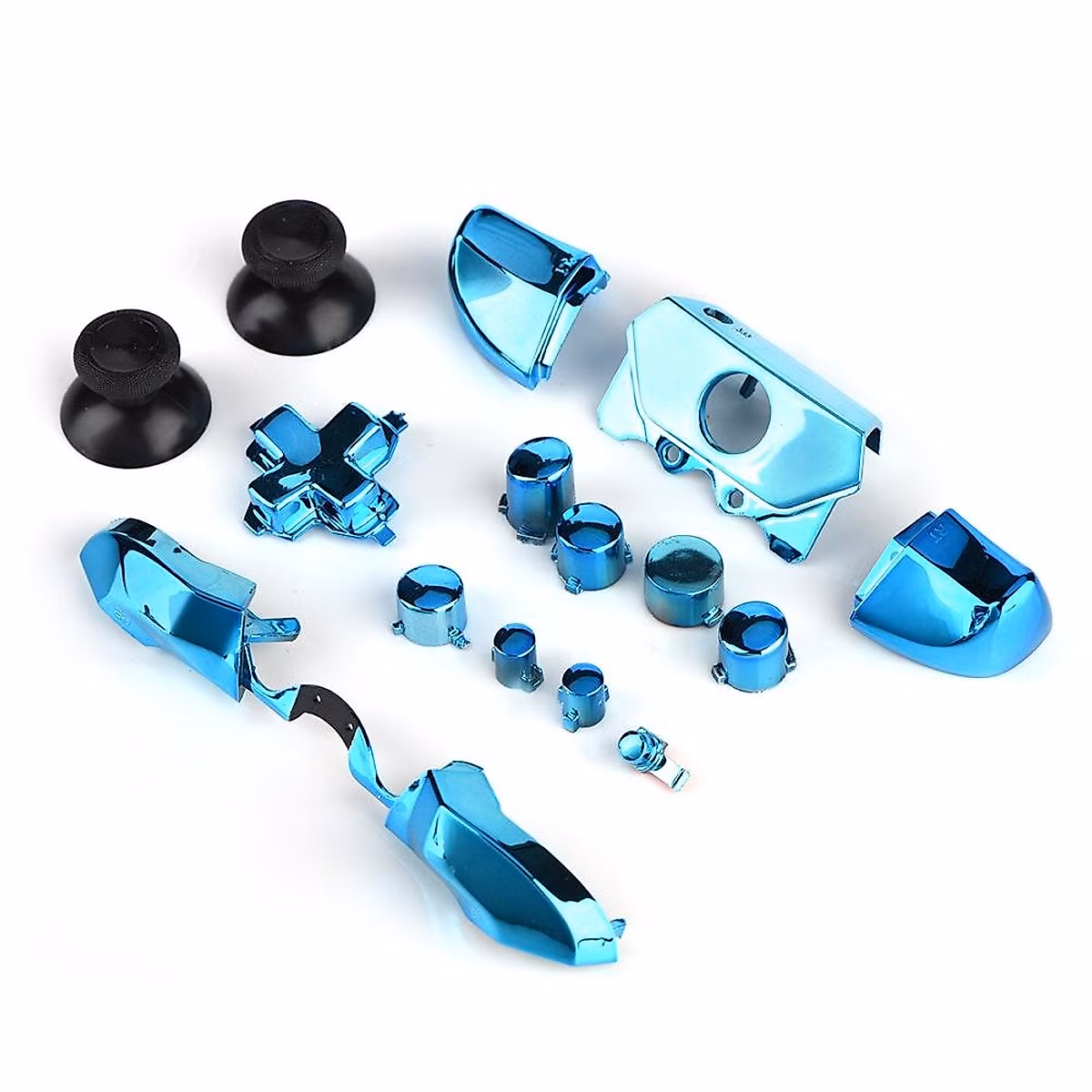 Trigger Button Set Case Cover, Non toxic Thumbsticks Full Buttons Kit, Replacement for One 3.5mm Jack Controller(Blue)