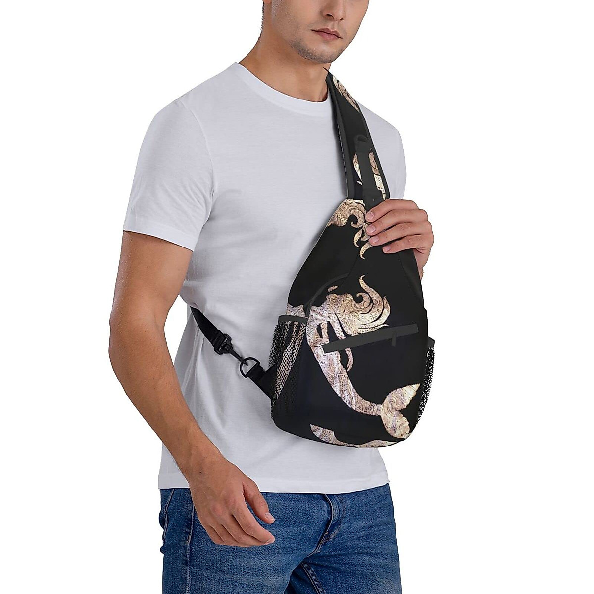 PSVOD Black Mermaid Crossbody Bag, Men'S And Women'S Sling Chest Cross Body Bag, Used For Leisure And Travel