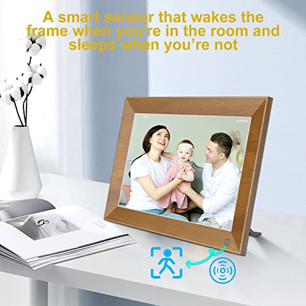Digital Picture Frame 10.1 inch, Electronic Photo Frame WiFi with APP, Smart Electric Video Photo Frame Slideshow with Email, 1280x800 IPS FHD Uploadable Digital Photo Frames Cloud Storage