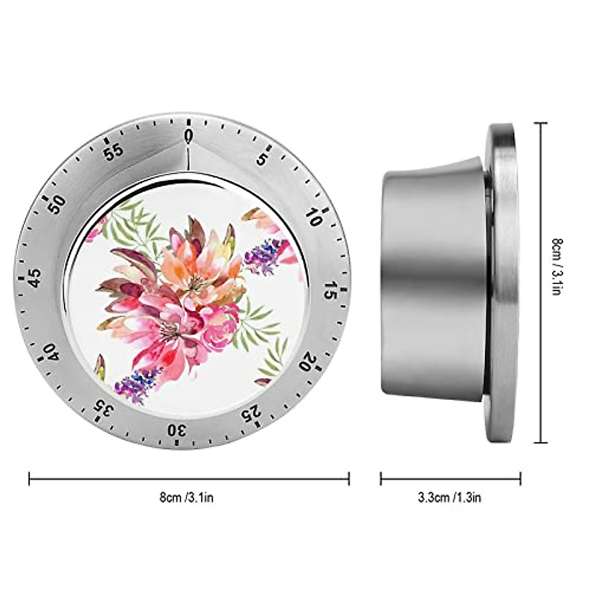 Magnetic Timer Watercolor Flowers Time Management Countdown Timer for Teaching Cooking Baking