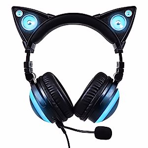 Axent Wear New Edition Wireless Cat Ear Headphones (12 Color Changing) 3.5mm Jack, Bluetooth&Wired Connection (Black)