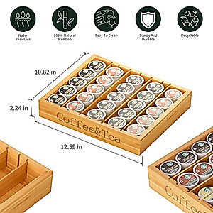 MinBoo Bamboo K Cup Holder for Drawer or Countertop Coffee Pod Holder 25-36 K Cup Pod Storage Tea Bag Organizer Storage for Coffee Station Home Office and Kitchen (Bamboo)