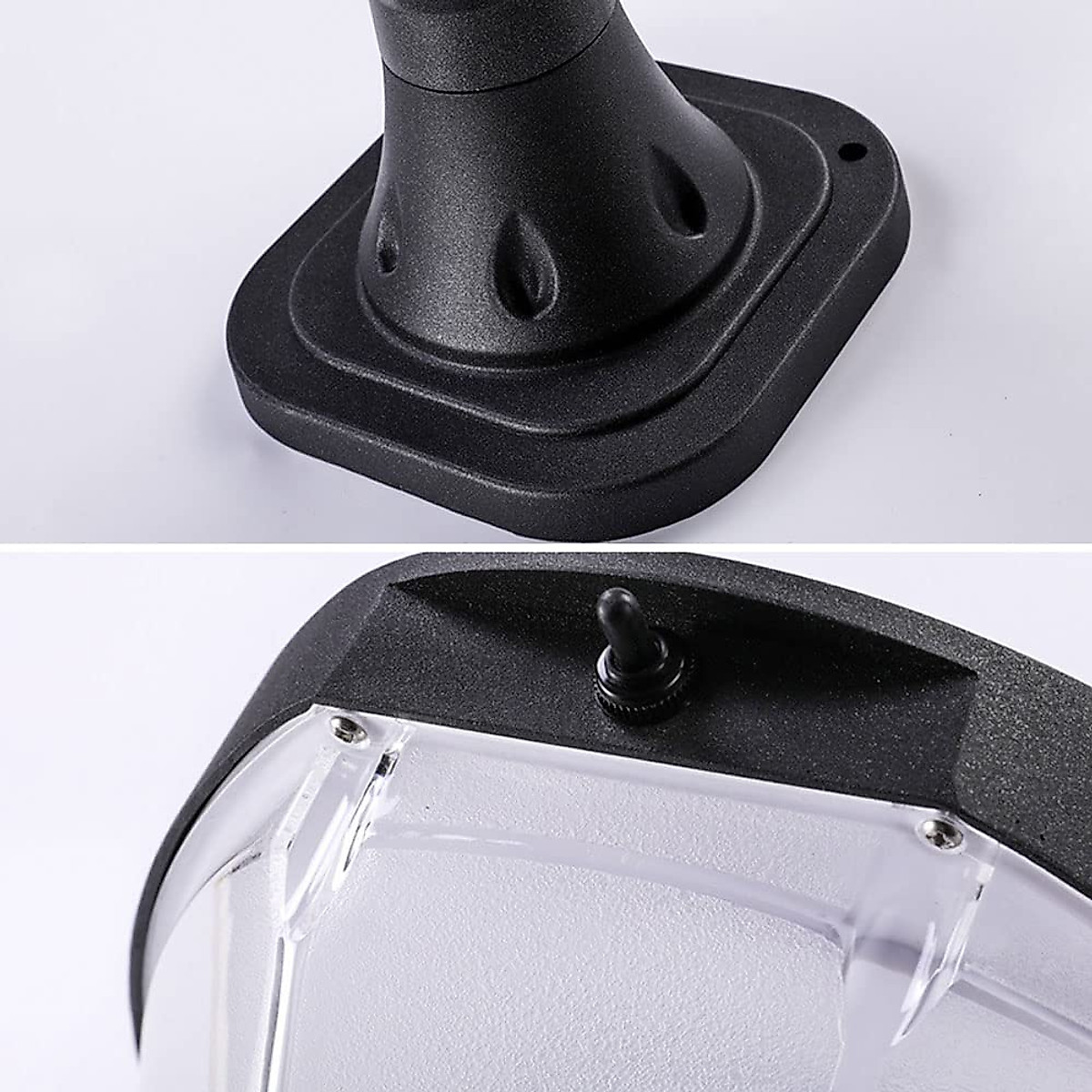 MODEBHD Solar Home Modern Outdoor Post Light Black Acrylic Lampshade Exterior Lamp Post Lights Fixture Simple Metal Material Pole Lantern Light Capted Garden Decoration Column Lamps