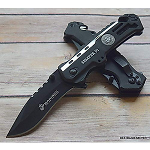 Mtech Officially Licensed U.S.M.C Spring Assisted Tactical Knife Rescue Combat Sharp Blade