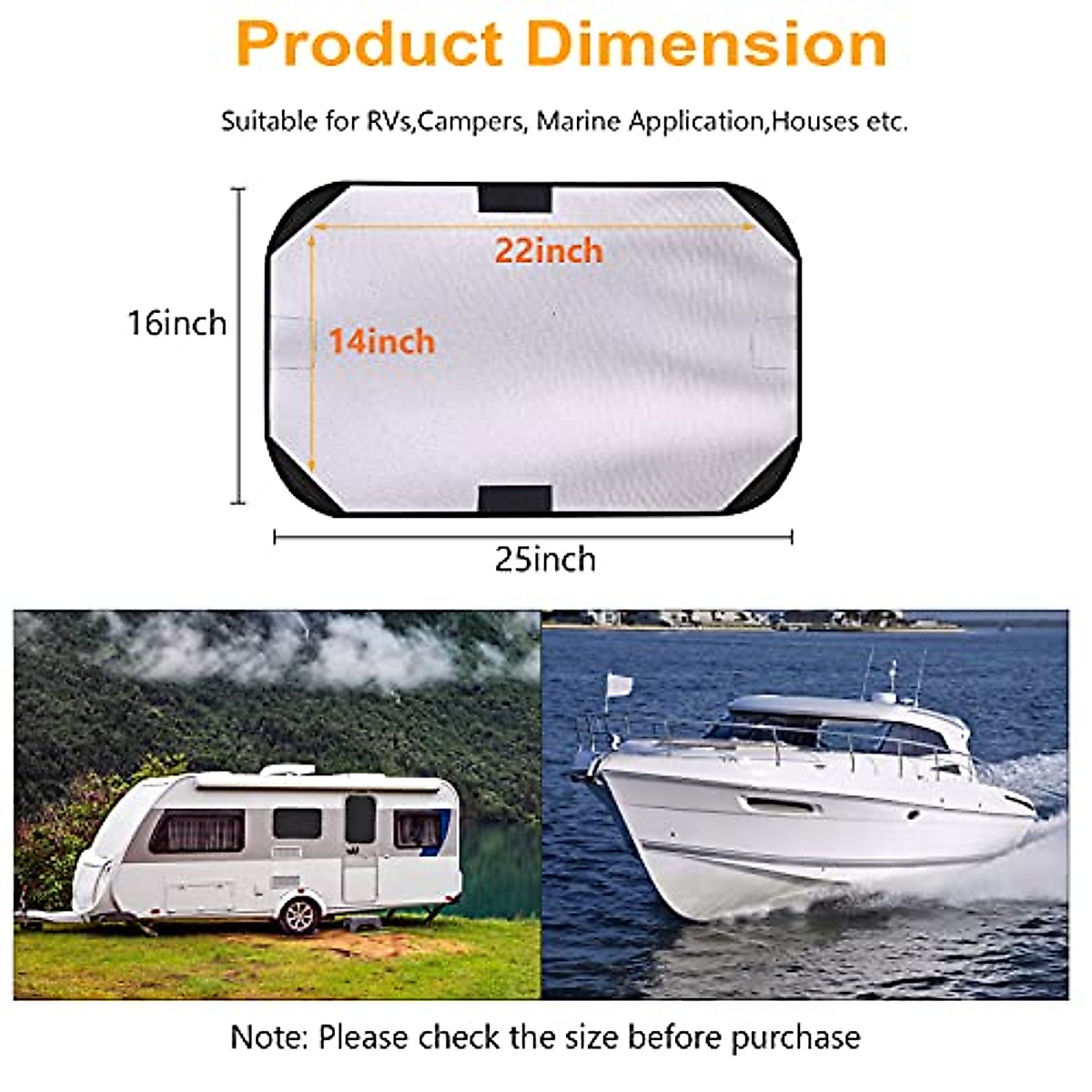 2Pack RV Door Window Cover Sun Shade 25"x16", Camper Privacy Window Screen for Entrance House Travel Trailers Windows Skylight Cover
