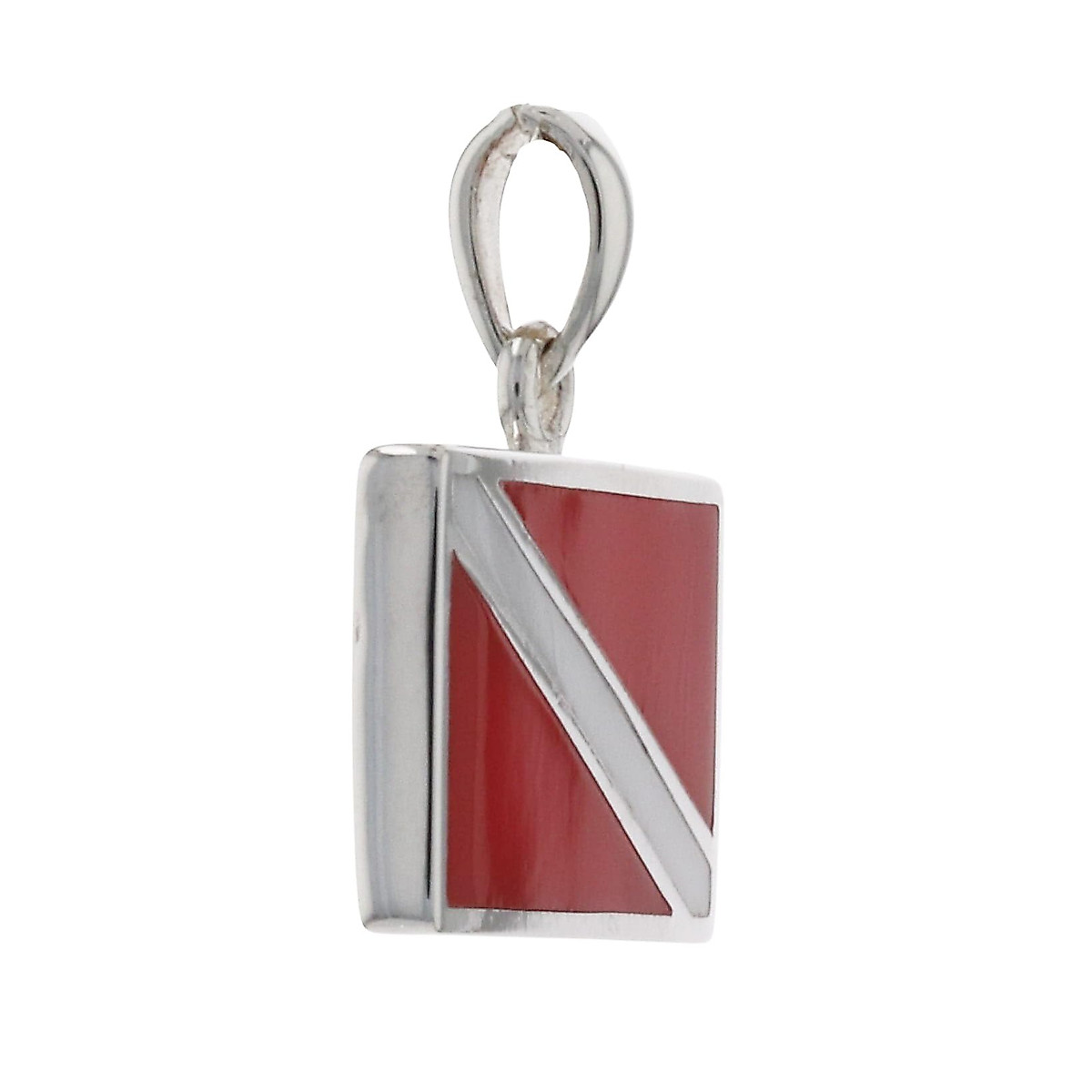 Jewelry Trends Sterling Silver Scuba Diver Down Flag Red Enameled Pendant