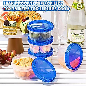 Yinkin 30 Pack Plastic Freezer Containers for Food Storage, Twist Top Food Soup Storage Containers with Lids, Stackable, Reusable, Leakproof, Airtight, Stackable, Microwave Safe (Blue)