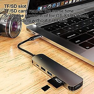 USB Adapter, USB C Hub 6 in 1 Type-C Adapter 4K x2K 3840 x 2160 Resolution USB 3.0 5Gbps USB 2.0 480Mbps Docking Station Adapter for Lenovo