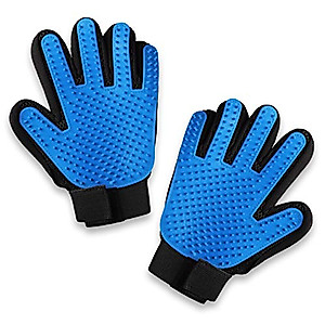 Pets First Dog Grooming Gloves Best Professional Deshedding, Brushing, Cleaning Mitt Tool for Small, Medium or Large Dogs & Cats. Fur & Hair Remover. Prevents Matted Coats. Soft Rubber Bristle Brush