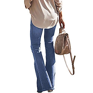 Sidefeel Women Flare Jeans Bell Bottom Mid Rise Denim Pants Size 16 Blue