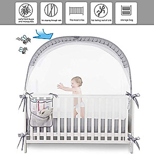 JOINSI Safety Crib Tents to Keep Toddler in, Pop Up Baby Mosquito Net Cover Bed Canopy for Infant
