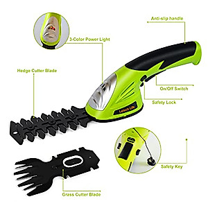 Leisch Life Cordless Grass Shear & Shrubbery Trimmer - 2 in 1 Handheld Hedge Trimmer Electric Grass Trimmer Hedge Shears w/Pruning Scissor Rechargeable Lithium-Ion Battery and Charger Included