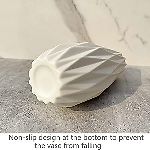 White vases for Flowers Modern Simple Ceramic Dried Flower vase Rivet Modern Angled Stoneware Home Decor Flower Vase -7.5inch, White